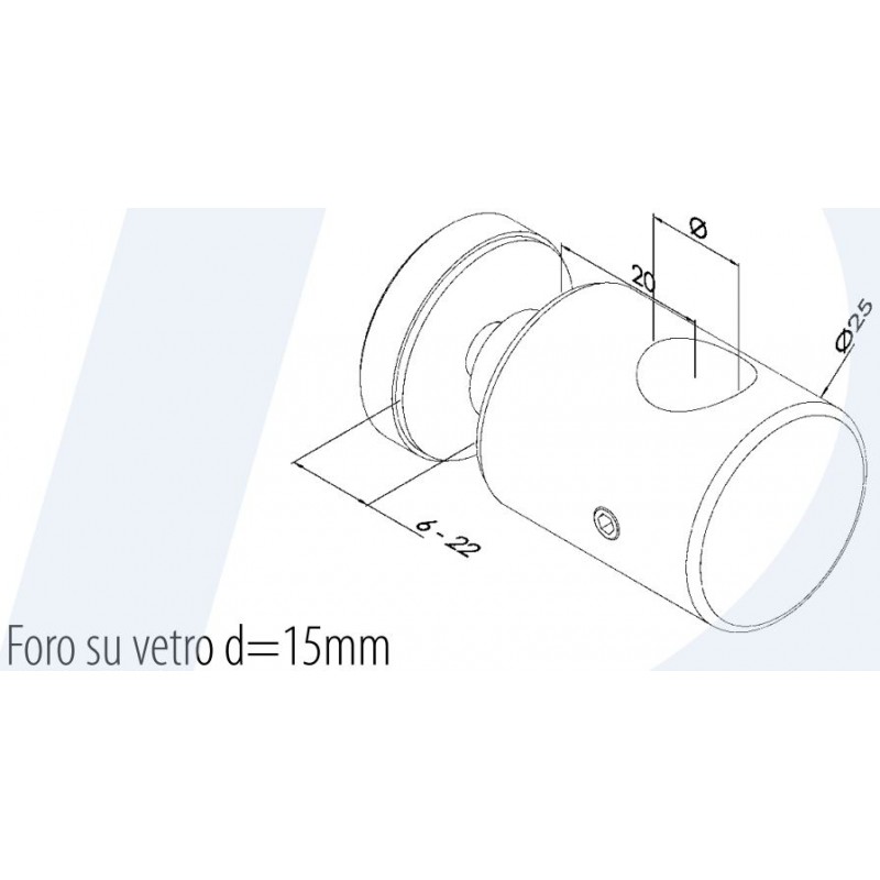 Vite Fermavetro con Foro per Tondino Satinata IN109-051-04